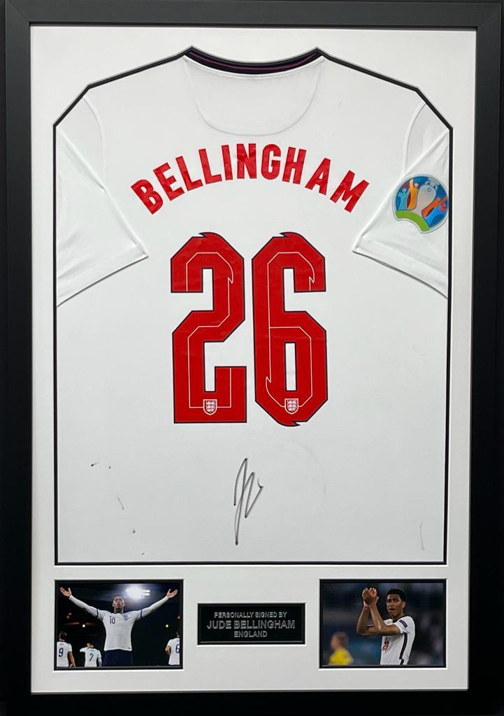 Jude Bellingham Signed & Framed England Jersey Real Madrid AFTAL COA ...