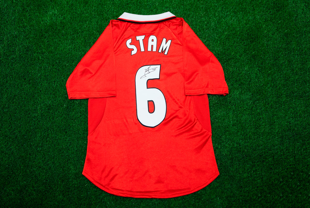 Jaap Stam SIGNED Manchester United Shirt 1999 Treble Genuine Signature ...