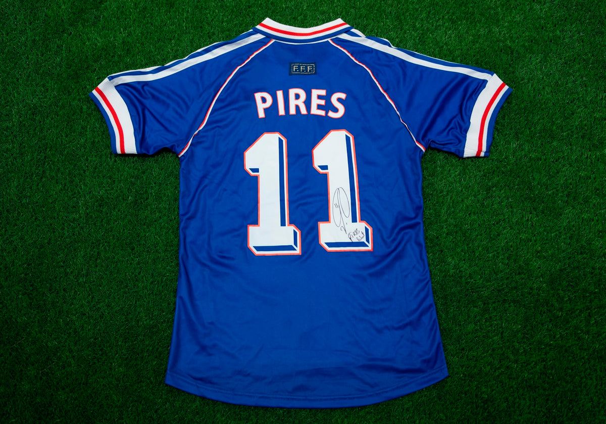 Robert Pires SIGNED 1998 WORLD CUP Shirt France EXACT PROOF AFTAL COA ...