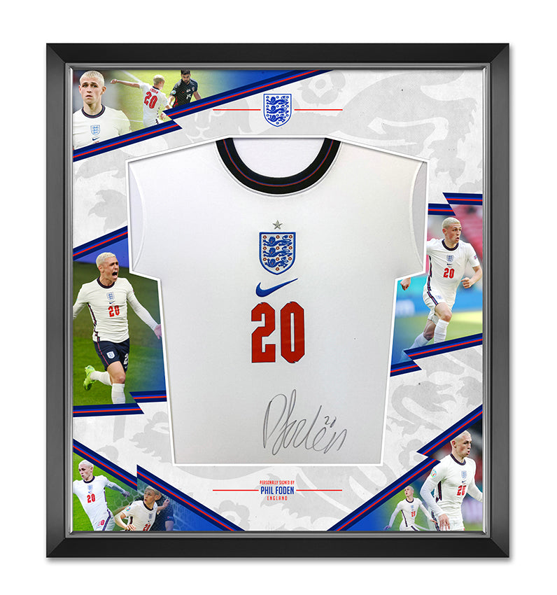 Phil Foden SIGNED & FRAMED England EURO 2020 JERSEY AFTAL COA (FTO ...