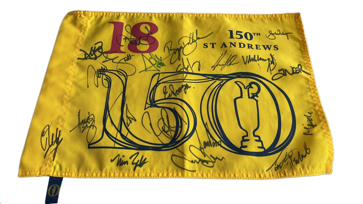 Signed 150th Open Championship PIN FLAG by 21 INC Major Winners AFTAL ...